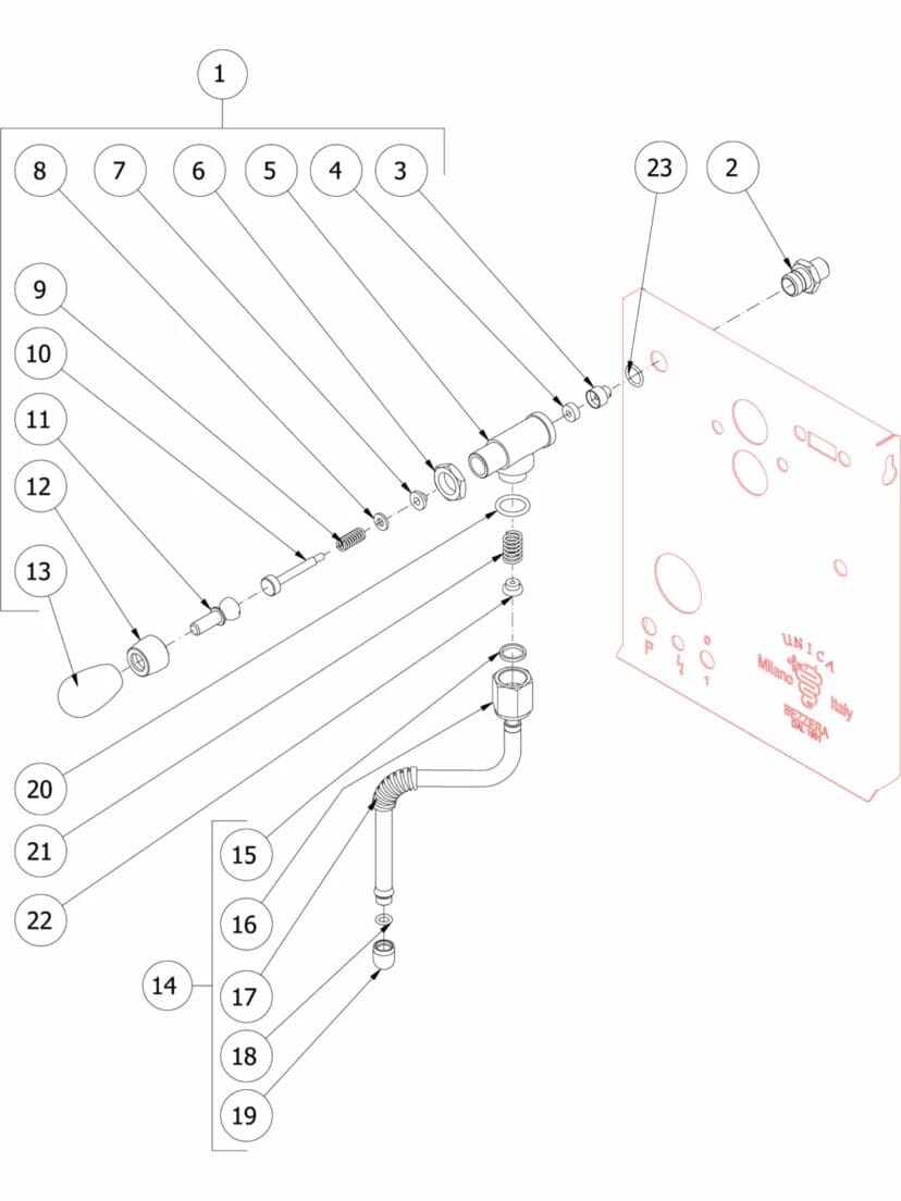 Parts Diagram - Bezzera Unica - 1st-line Equipment, LLC