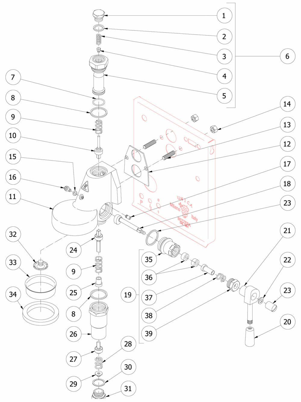 Parts Diagram - Bezzera Unica
