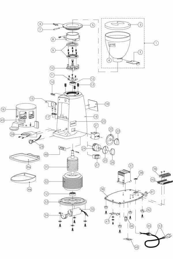 Parts Diagram – Mazzer Mini Doser | 1st-line Equipment, LLC