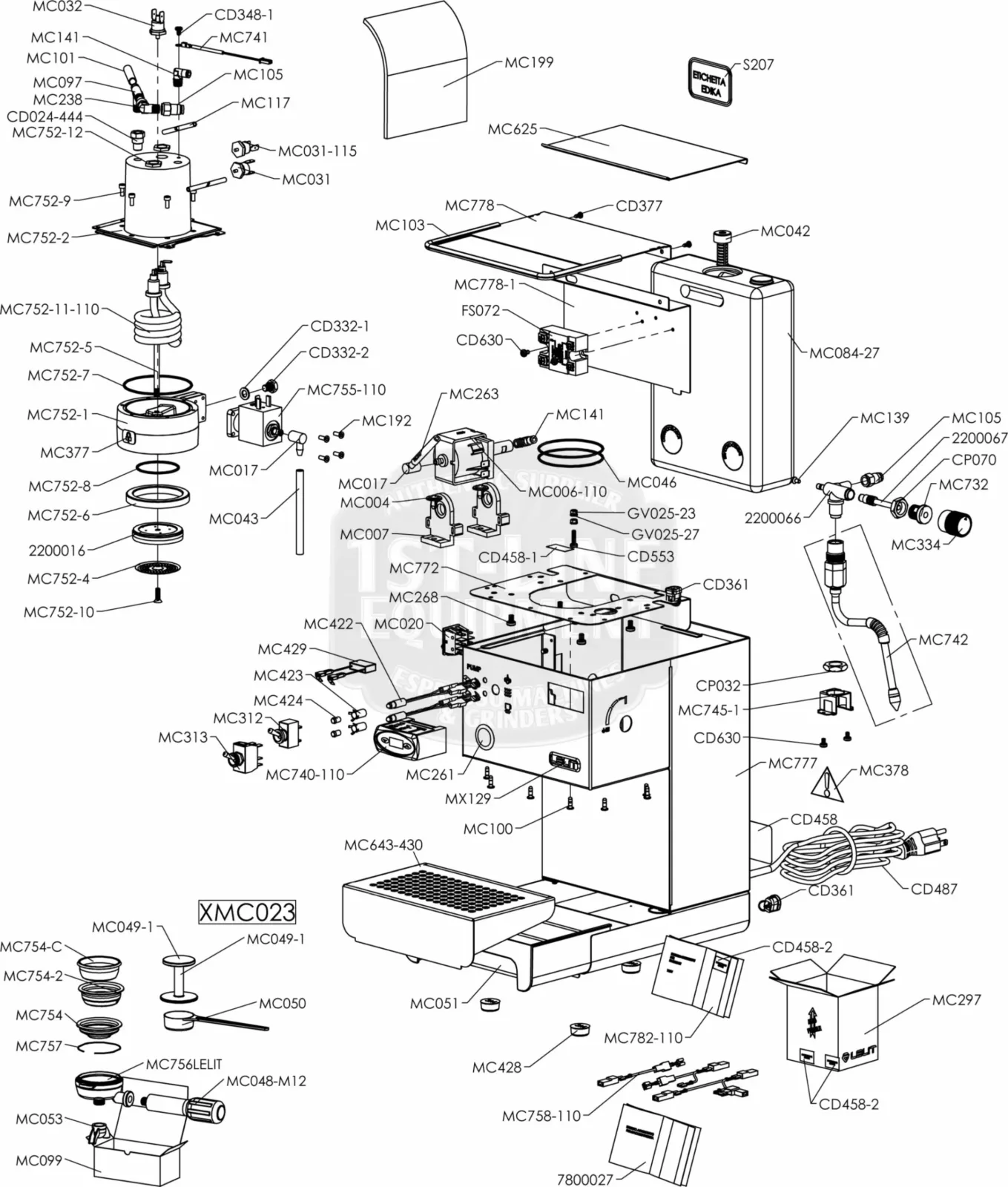 Parts Diagram - Lelit PL41PLUST Glenda | 1st-line.com