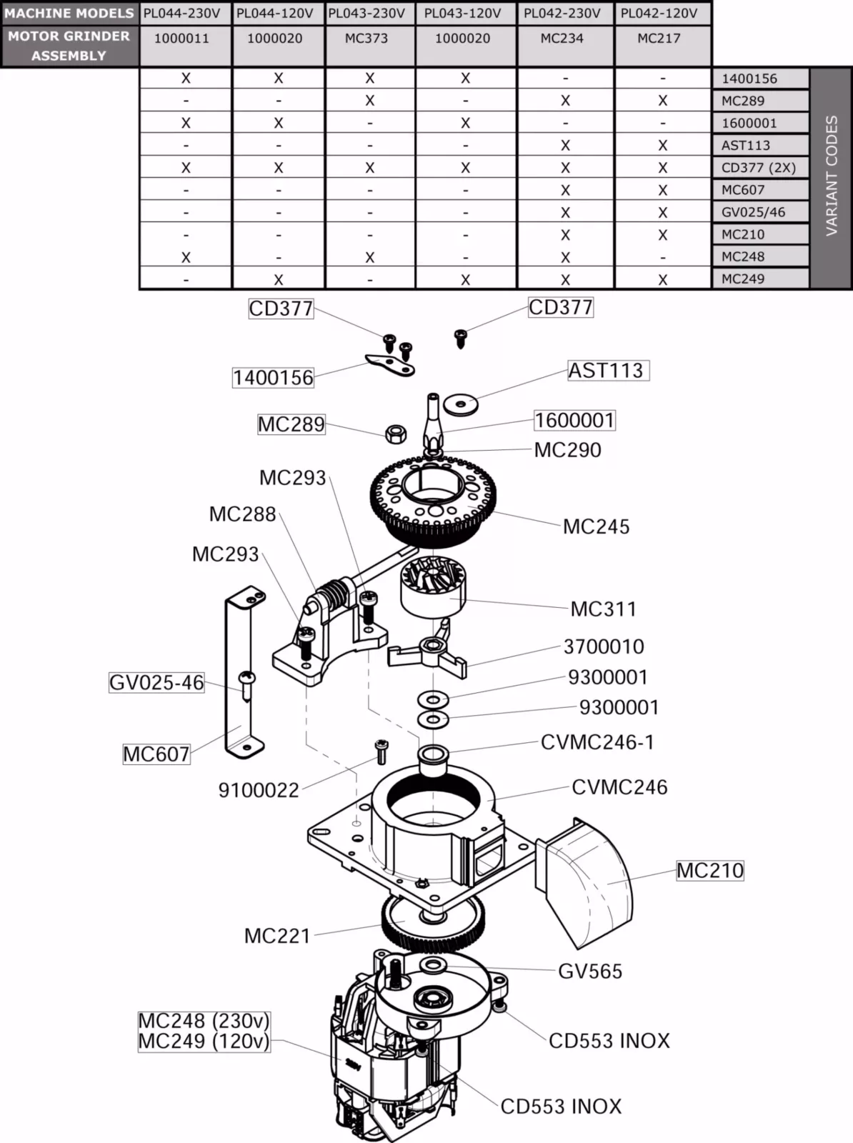 Parts Diagram - Lelit PL044MM Fred | 1st-line.com