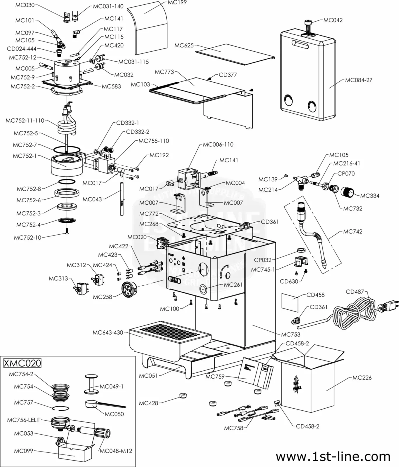 Parts Diagram - Lelit PL41PLUS - Glenda | 1st-line Equipment, LLC