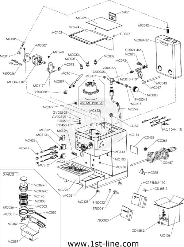 Parts Diagram - Lelit PL41LEM Anna | 1st-line Equipment, LLC