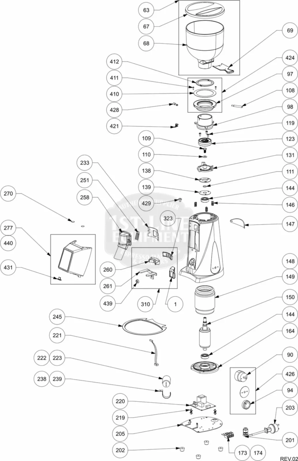 Fiorenzato F4 E / F4 EVO Parts Diagram | 1st-line.com