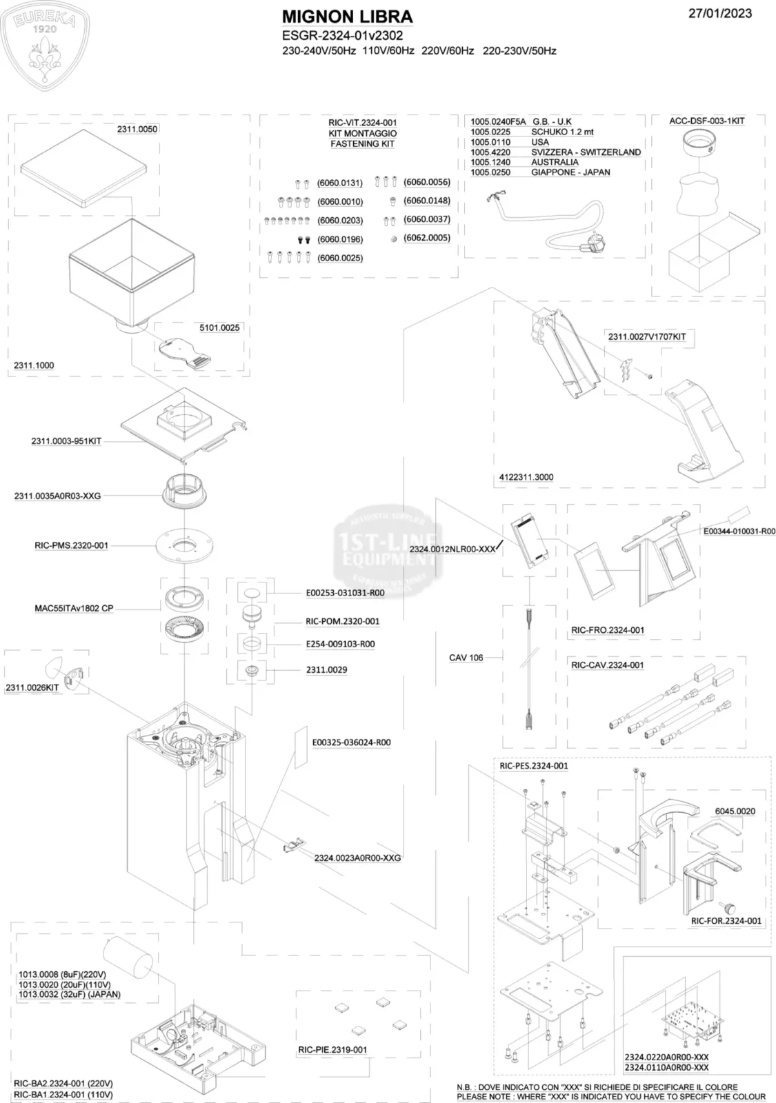 Parts Diagram - Eureka Mignon Libra | 1st-line.com