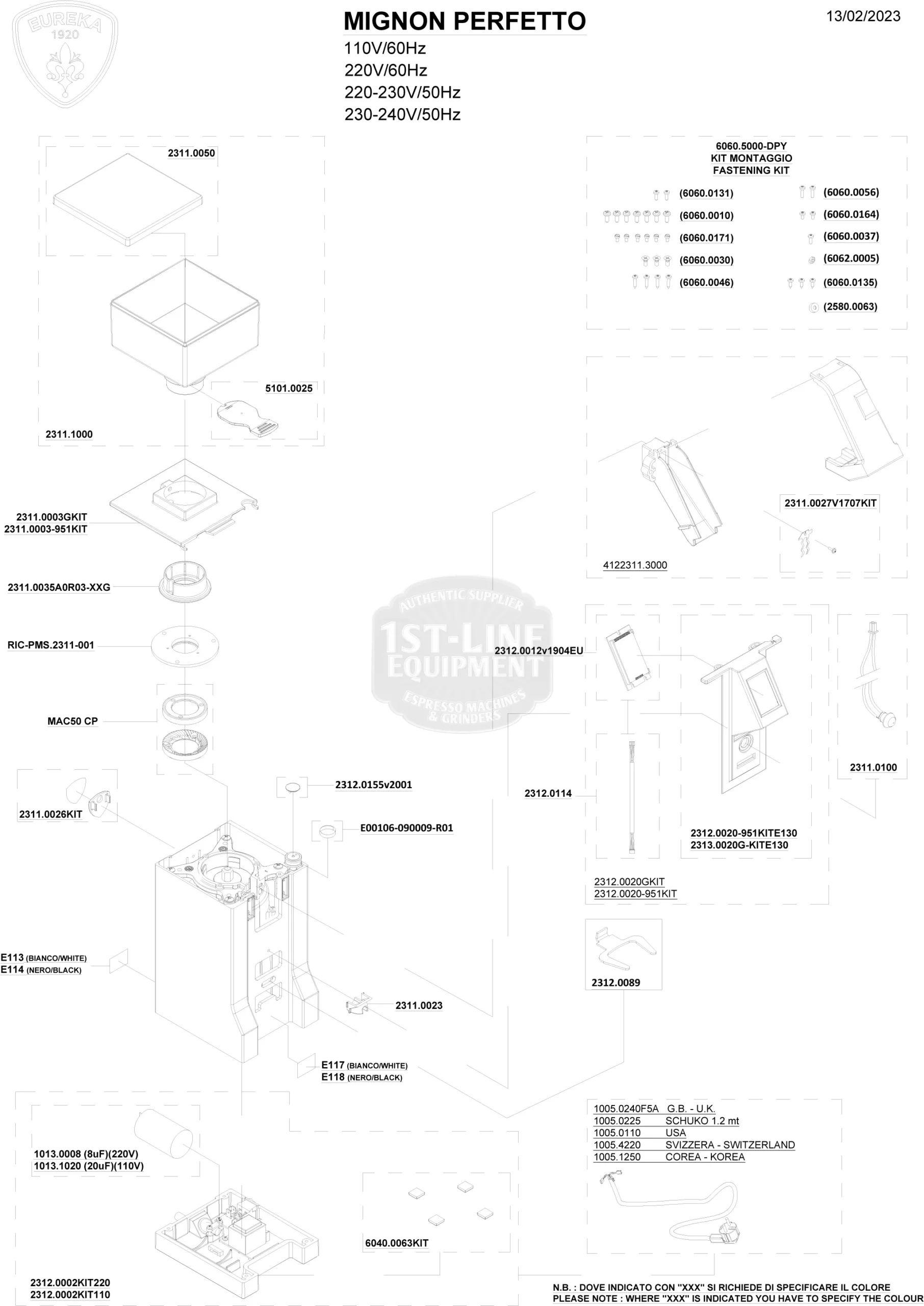 Eureka Mignon Perfetto Parts Diagram